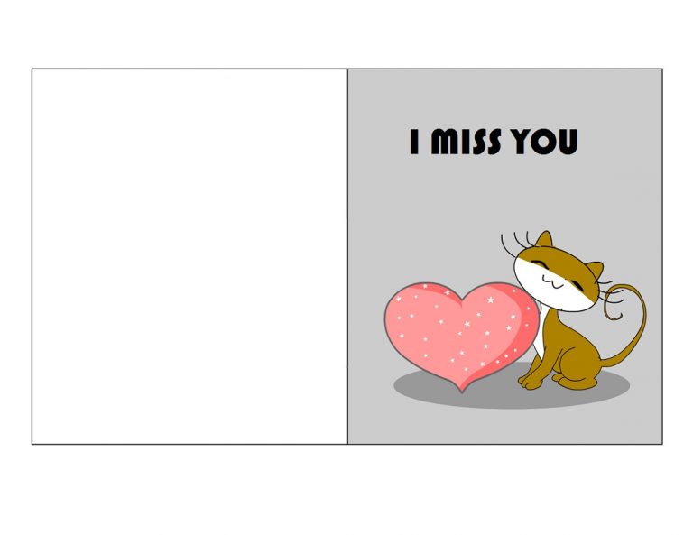 Printable Lovely Miss You Cards Templates | 101 Activity