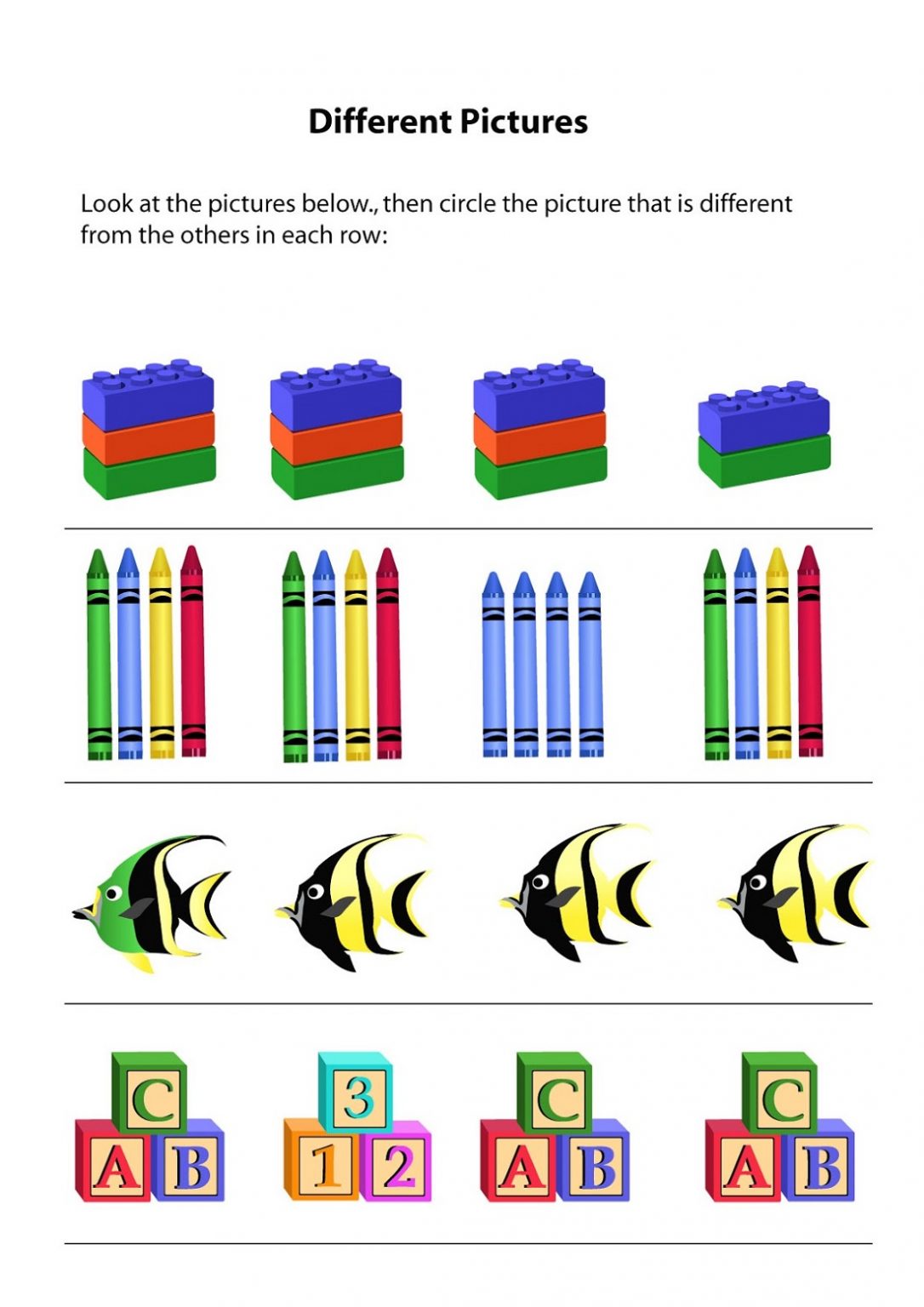 Same or Different Worksheets Printable | 101 Activity