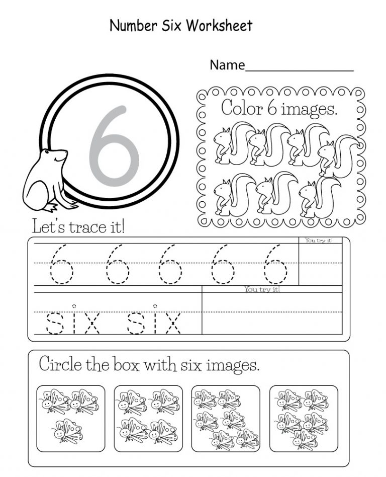 Number 6 Worksheets for Kindergarten | 101 Activity
