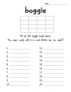 Free Boggle Word Games Template | 101 Activity