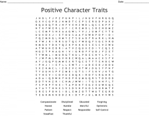 Character Traits Word Search for Fun | 101 Activity