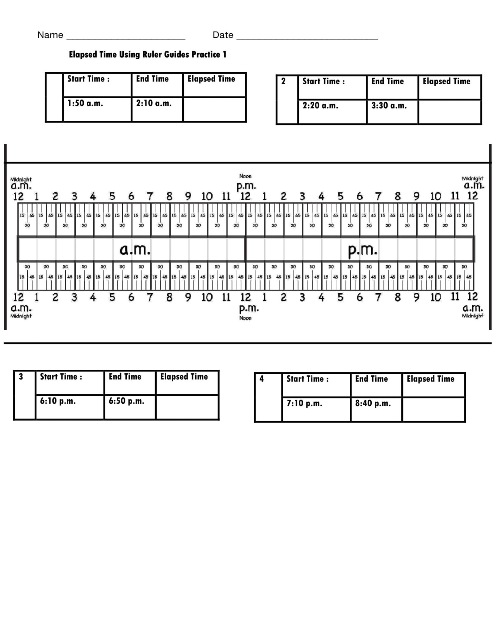 Elapsed Time Ruler for Learning and Practice | 101 Activity