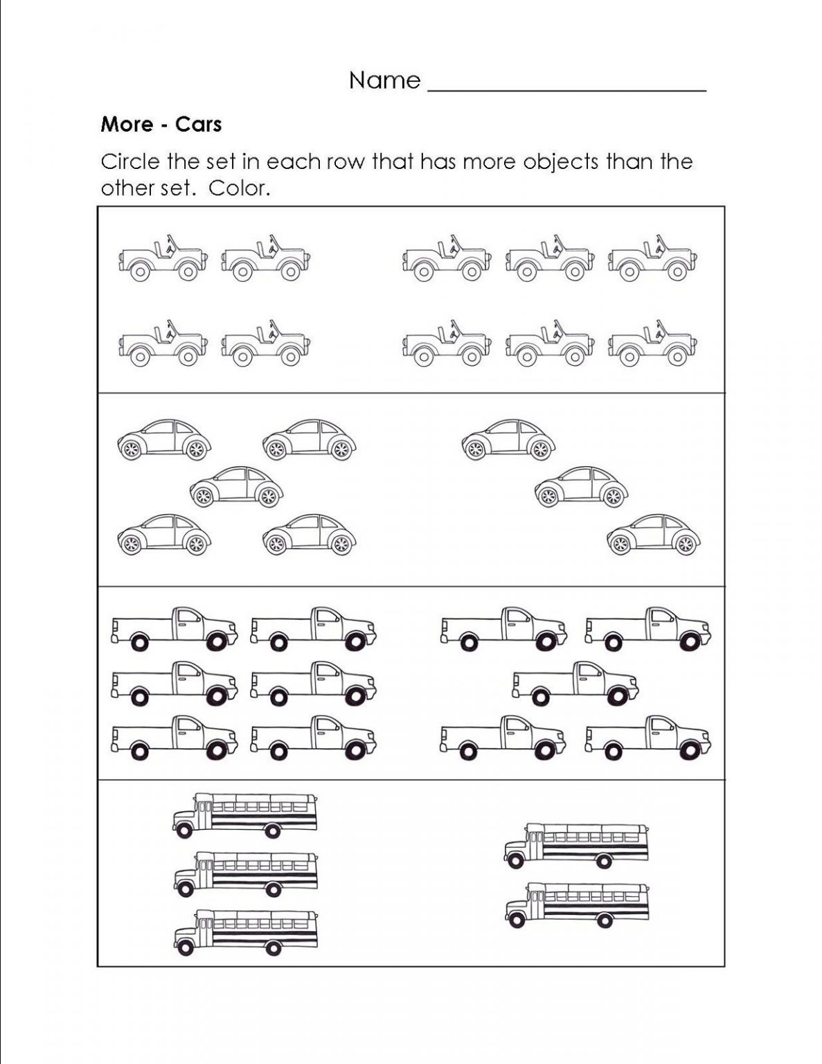 More and Less Worksheets Activity | 101 Activity