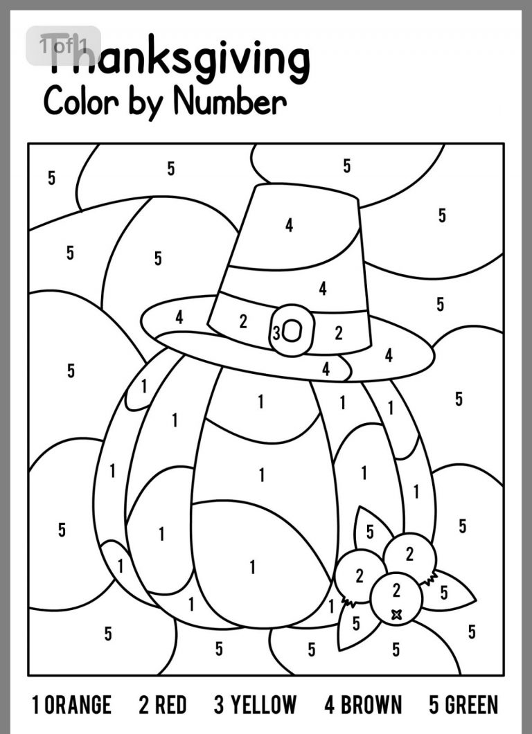 Thanksgiving Color by Number Printables Fun for Kids | 101 Activity